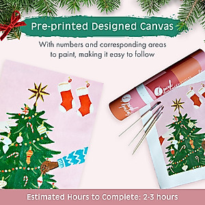 Pink Picasso Kits Color by Number Canvas Painting Kit | DIY 8x10 Premium Arts and Crafts Gift for Adults, Teens and Kids | Mid Century Merry Christmas