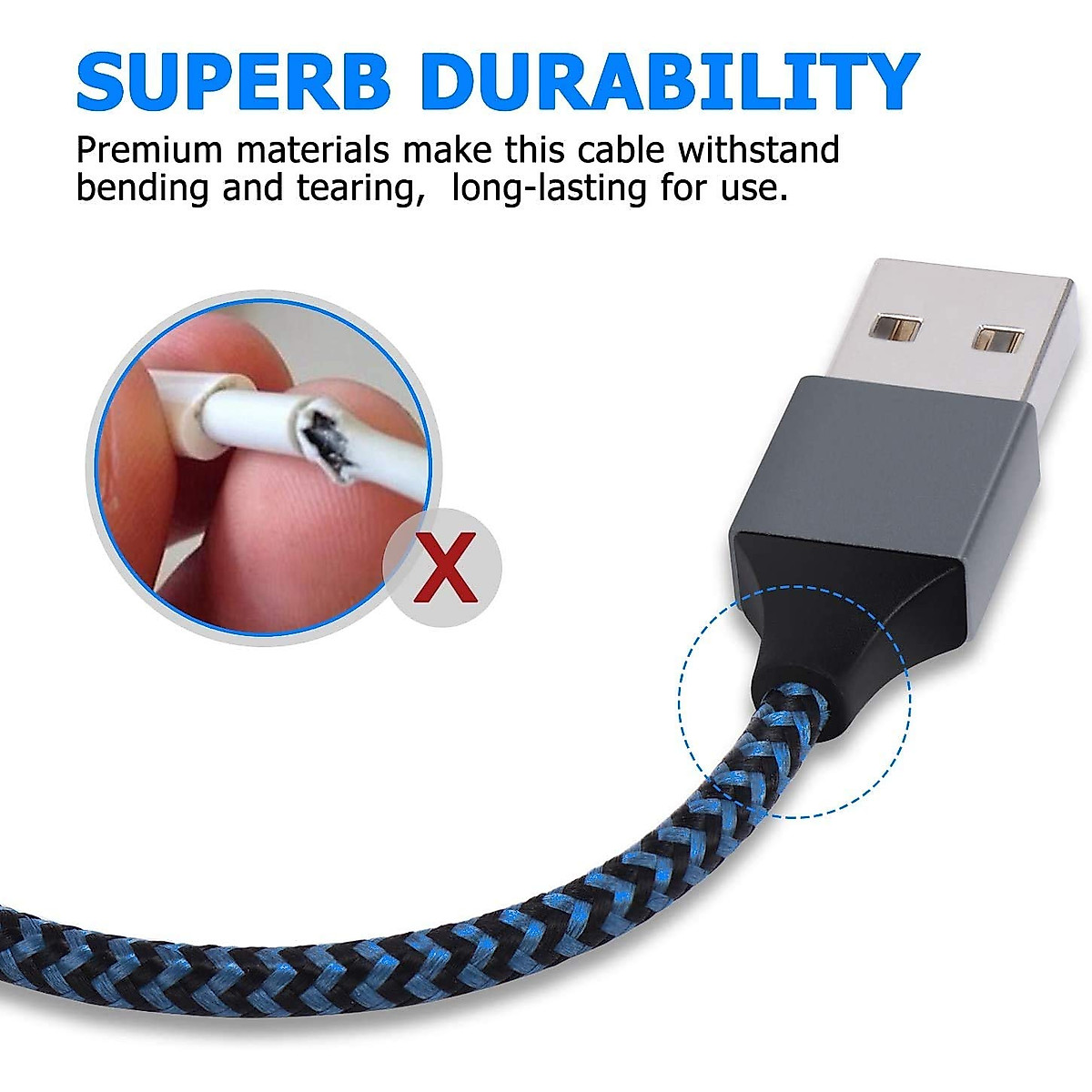 iPhone Charger, Sundix 3Pack 9ft Lightning Cable iPhone Charger Cable Nylon Braided Charging Cord Compatible iPhone 14/13/12/12Pro/12ProMax/11/11Pro/11Pro MAX/XS/XS MAX/XR/X/8/8Plus/7/7Plus and More