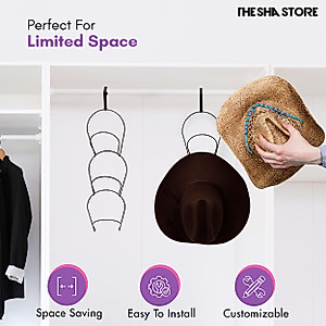 Cowboy Hat Rack for Wall - 5 Pieces Cowboy Hat Holder for Trucks, Durable Metal Hat Rack for Cowboy Hats for Perfect Shape