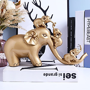 RahTune Elephant Statue, Elephant Figurines, Elephant Home Decor, Decorations for Home (Gold)