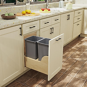 LuminaLumber 35QT Kitchen Trash Can, Sturdy and Lightweight Slim Trash Can, Trash Cans for Kitchen, Workspace, Bathroom, Office, Easy to Clean, 1 Pack, Gray