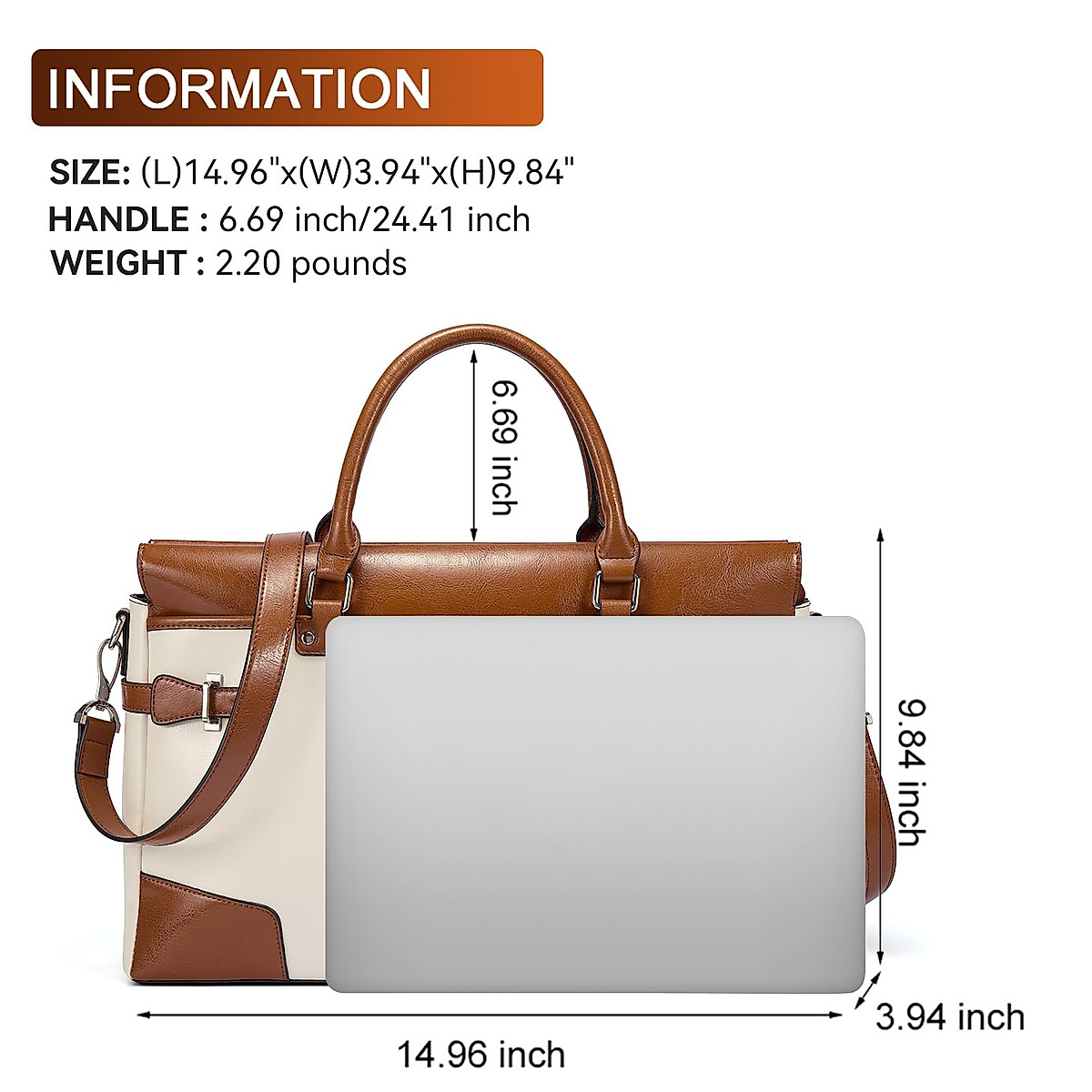 BOSTANTEN Briefcase for Women Leather Laptop Bag 15.6 inch Computer Messenger Office Business Work Tote