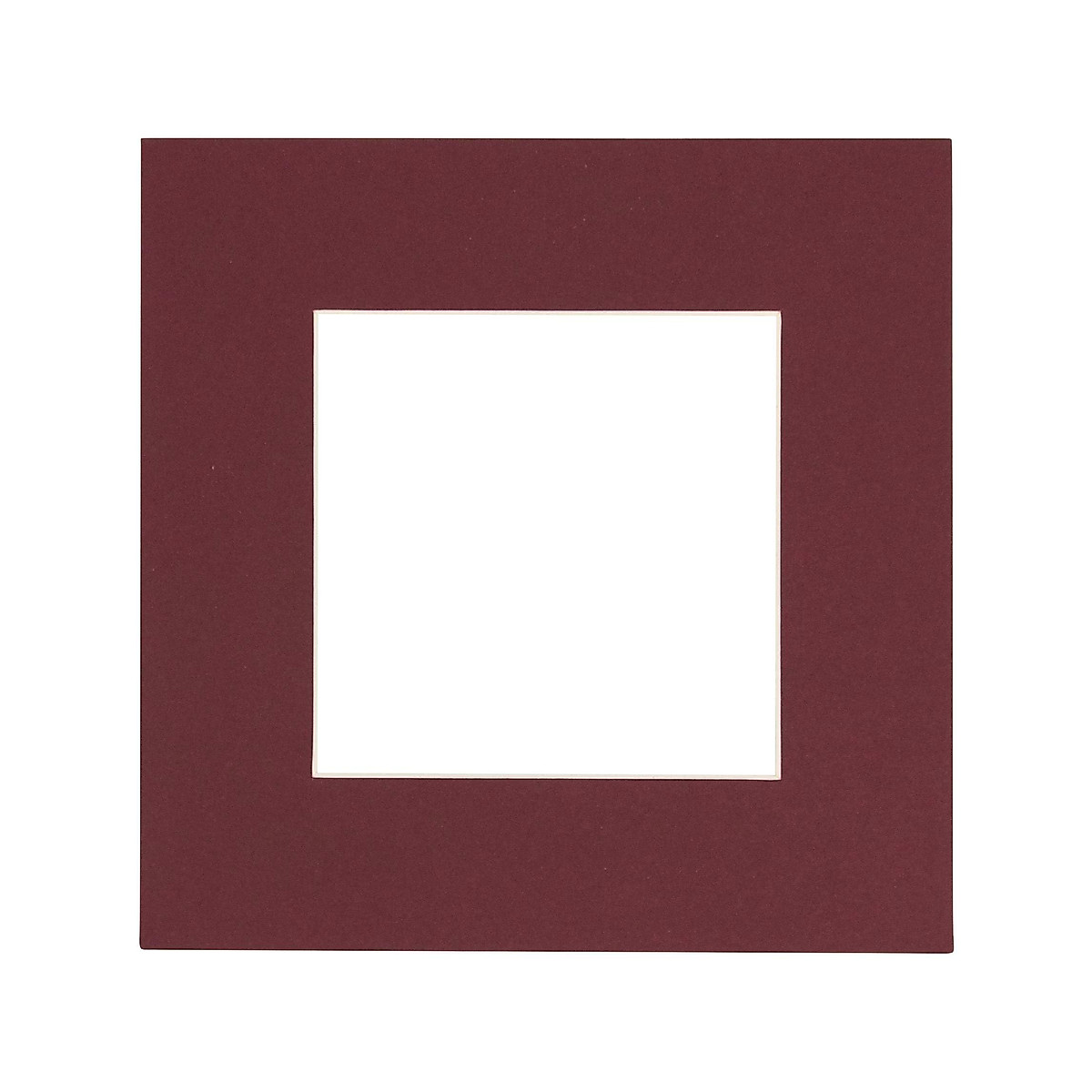 16x16 Mat Bevel Cut for 12x12 Photos - Precut Maroon Square Shaped Photo Mat Board Opening - Acid Free Matte to Protect Your Pictures - Bevel Cut for Family Photos, Pack of 1 Matboard