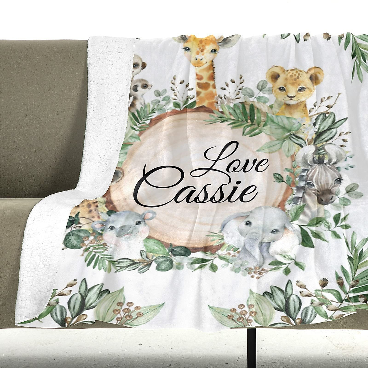 Personalized Baby Blanket with Name for Boy Girl, Custom Super Soft Throw Blankets for Newborn Baby Kids,Customized Animals Baby Girls Blanket,Birthday Gift with Child's Name Flannel 30X40