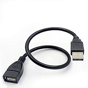 Duttek USB Gooseneck Cable, USB2.0 Cable, USB 2.0 Type A Male to Female Jack Sync Data Flexible Extension Gooseneck Cable Cord 30CM/1FT