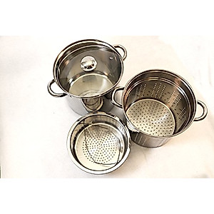 EXCELSTEEL 4 Piece 18/10 Stainless Steel Multi-Cookware Set With Encapsulated Base, 12 Qt