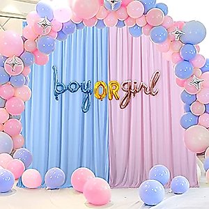 Pink Blue Backdrop Curtains for Gender Reveal Boy or Girl Parties Wrinkle Free Photo Curtains Backdrop Drapes Fabric Decoration for Birthday Party Baby Shower 5ft x 7ft,2 Panels