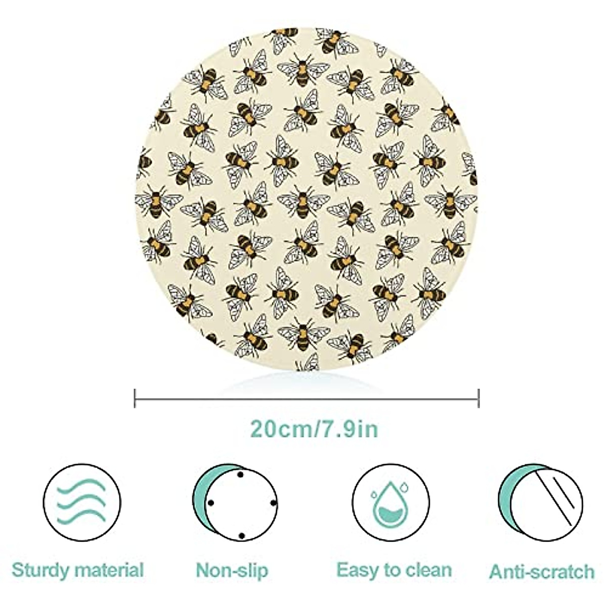 Save The Bees Printed Round Cutting Board Glass Chopping Blocks Mats Food Tray for Home Kitchen Decoration