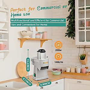 Newhai 4 in 1 Commercial Vegetable Chopper, Multifunctional Automatic Dicer & Slicer, Electric French Fry Cutter, Onion Shredder Potato Slicer, Veggie Processor with 110V Quite Motor and Multi Blades