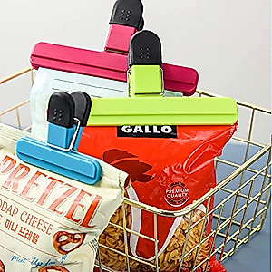 KZXXZH Chip Bag Clips, Heavy Duty Air Tight Seal Grip, Plastic Food Storage Clip for Opened Snack Packet in Kitchen/Home/Office (3 Colours, 9 Pack)