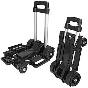 Folding Luggage Cart with Expandable Chassis, 4 Wheels Aluminum Folding Hand Truck,Collapsible Heavy Duty Travel Dolly Cart,120lbs
