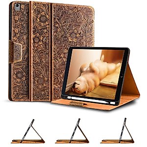 Gexmil Case for iPad 9.7 Inch 2018/2017,with Built-in Apple Pencil Holder,applies Cowhide Folio Cover for iPad 6th Gen / 5th Gen Genuine Leather case,Also applies to iPad Air 2/iPad Air/pro 9.7