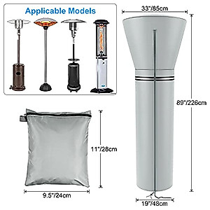 CKE Upgraded 600D Heavy Duty Waterproof Patio Heater Cover Oxford Fabric Waterproof with Zipper, Stand Up Outdoor Round Heater Covers 89'' Height x 33" Dome x 19" Base, Premium Plaid Grey