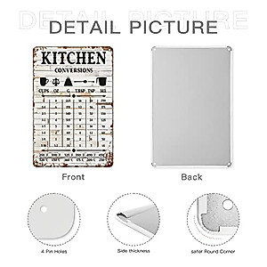 Jzzang Funny Kitchen Quote Metal Tin Sign Wall Decor, Farmhouse Rustic Kitchen Conversions Sign for Home Decor Gifts 8x12 Inch