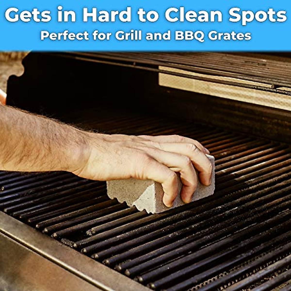 Heavy Duty, Non-Toxic Grey Grill Brick Cleaner 12 Pack. Reusable Chemical Free BBQ Pumice Cleaning Block for Flattops, Grills and Griddles. Non Scratch Grillstone is the Perfect Barbecue Scouring Tool