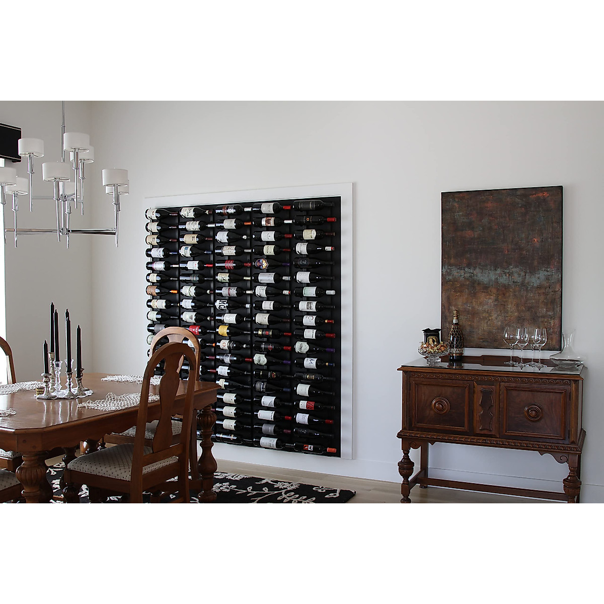 VintageView W Series (6 Ft) - 18 Bottle Wall Mounted Wine Bottle Rack Kit (Satin Black) Stylish Modern Wine Storage with Label Forward Design