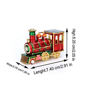 Furuida Mini Steam Train Jewelry Trinket Box Hinged Enameled Crystal Ornaments Gift for Home Decor