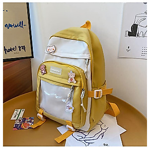 HOKMAH Aesthetic Cute Back To School Travel Backpacks, Bookbag Boys Girls Backpack, Fashion School College Students Backpack Durable (Yellow)