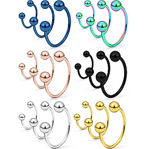 SCERRING 18PCS 20G Stainless Steel Nose Horseshoe Hoop Rings Eyebrow Lip Ear Tragus Septum Piercing Hanger Retainer 6mm 8mm 10mm Mix Color