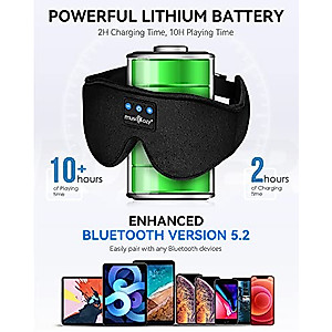 MUSICOZY Sleep Headphones Bluetooth Sleep Mask 3D Wireless Music Sleeping Headphones Headband Eye Mask Sleep Earbuds for Side Sleepers Mom Men Women with Speakers Cool Tech Gadgets Gifts