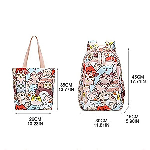 Cute School Backpack Kawaii Cat Print Bookbag Shoulder Bag for Teenagers Youth Rucksack Student Casual Daypack