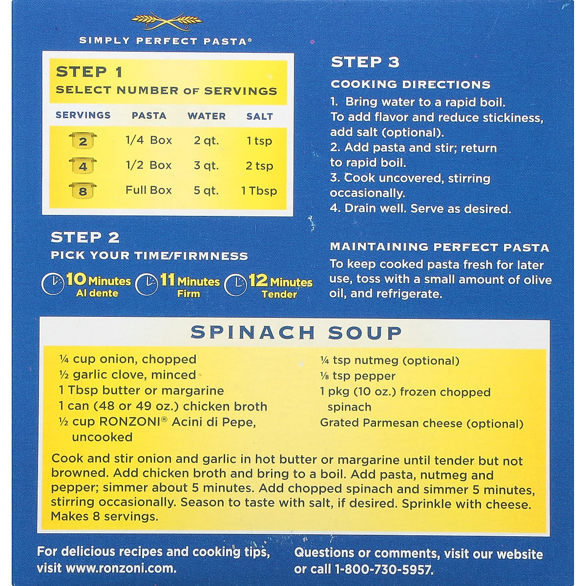 Ronzoni Acini Di Pepe Macaroni NON GMO 16 Oz. Pack Of 3.