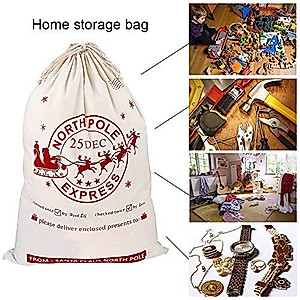 OurWarm 2PCS Large Christmas Gifts Bags, Canvas Blank Storage Bags with Drawstring for Christmas Holiday Party Decorations, 28 x 20 Inch