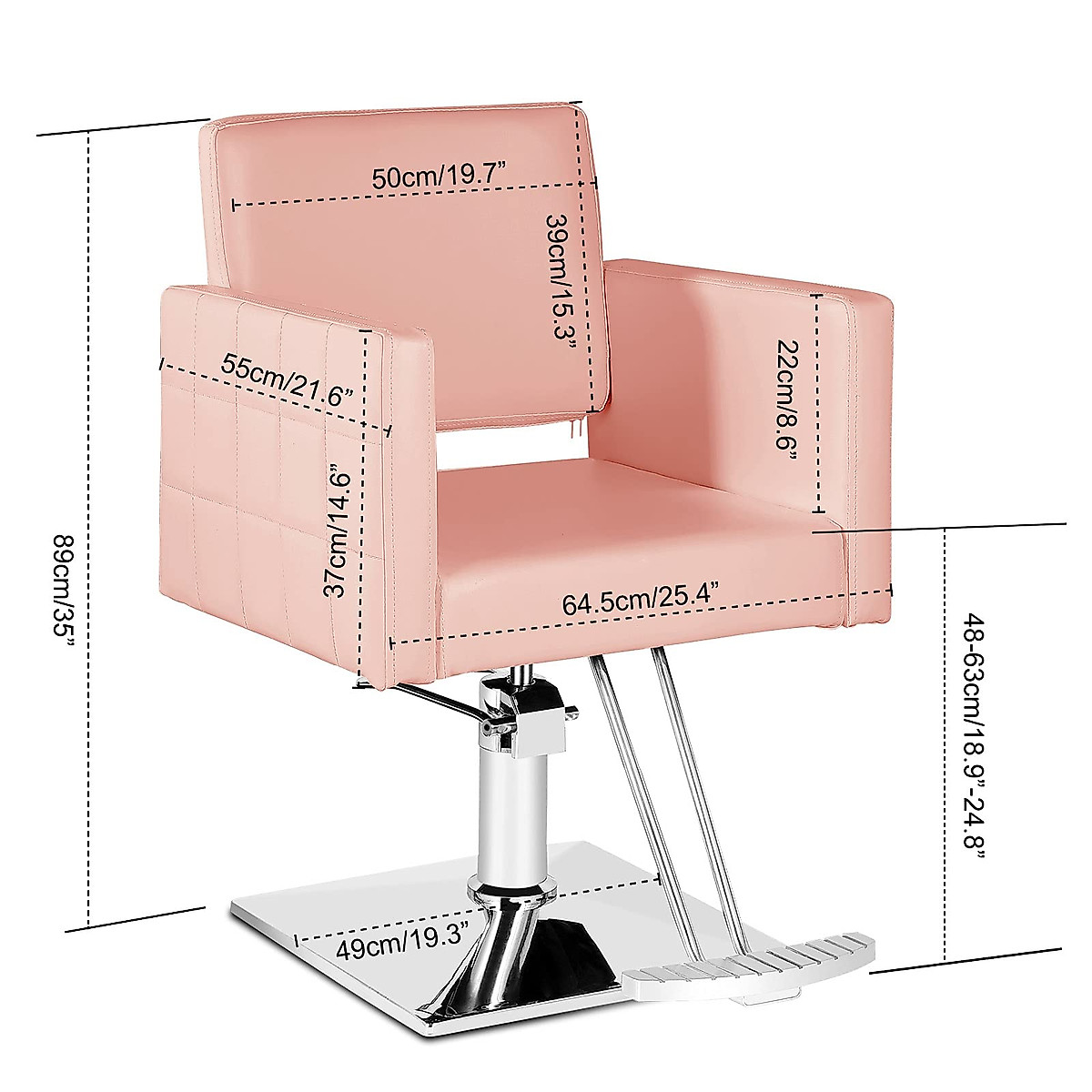 Paddie Hydraulic Salon Chair for Hair Stylist, 360 Degrees Rolling Swivel Barber Chairs All Purpose Beauty Spa Equipment, Max Load Weight 330 Lbs (Pink)
