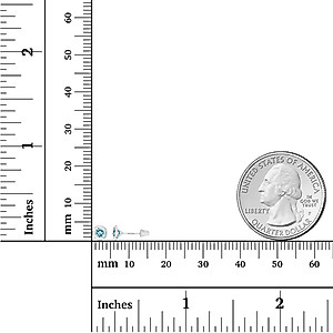 Solid 14K White Gold 4mm Round Natural Aquamarine March Birthstone Bezel Screw Back Stud Earrings