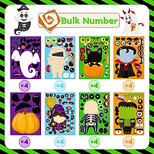 Halloween Stickers for Kids 32PCS Halloween Games for Kids Halloween Make a Face Stickers Jack-O-Lantern Sticker Cute Halloween Stickers Halloween Arts and Crafts for Kids