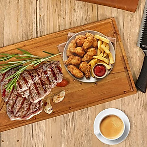 Acacia Wood Cutting Board (17x10x1.2 Inch) with Juice Groove and Hand Grip Large Thick Rectangle Wooden Carving Board for Kitchen Chopping Board for Meat, Vegetables, Fruits, Cheese
