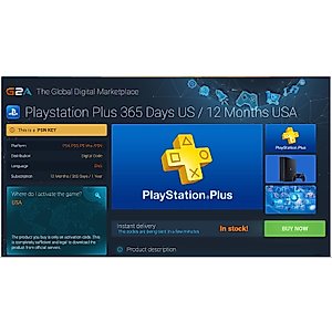 12 Month PlayStation Plus Membership Zone 3 - PS3/ PS4/ PS Vita [Digital Code]
