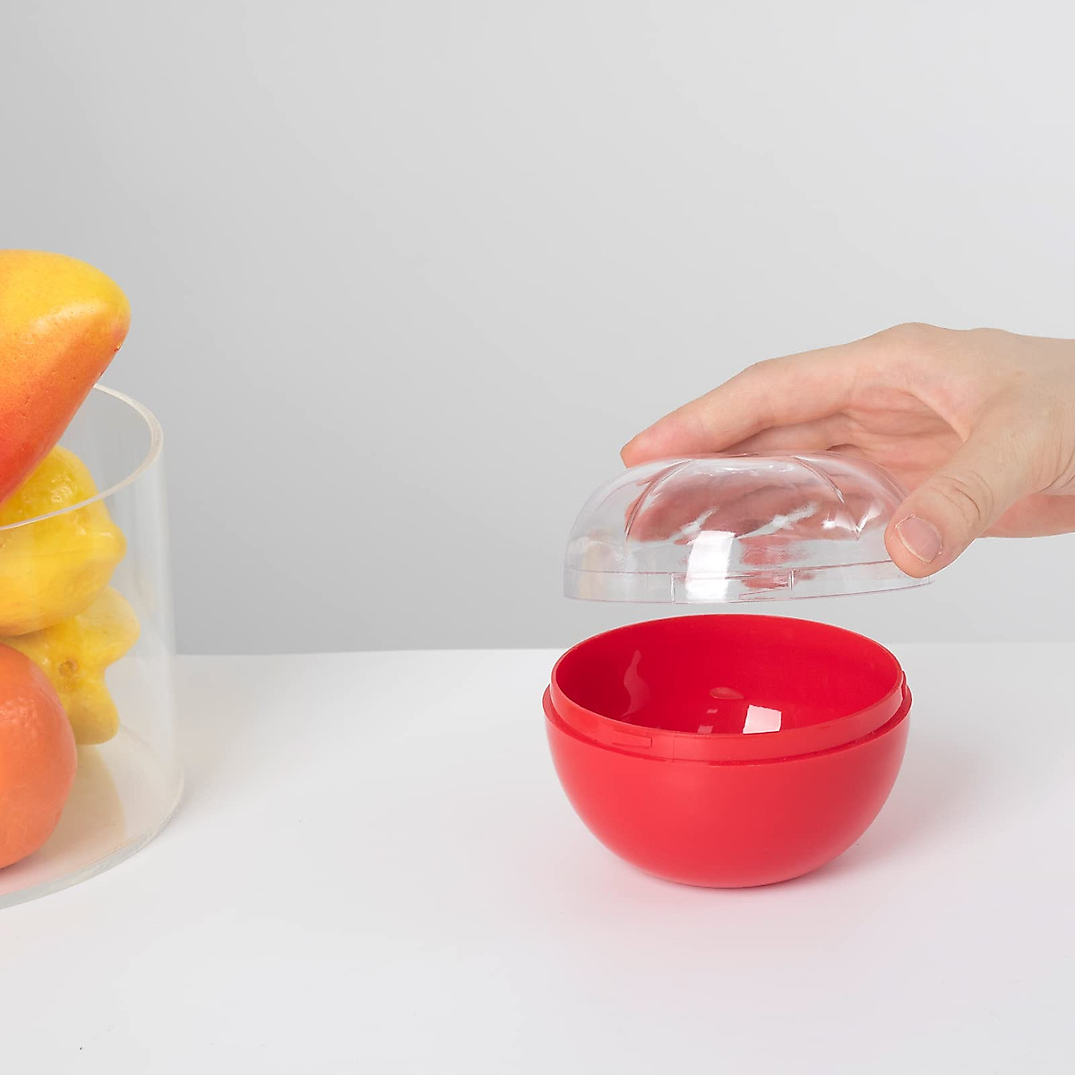 Vegetable and Fruit Storage Containers for Fridge, BPA Free Fresh reusable Food Savers, Onion Storage Container 、Garlic Saver、Tomato Saver and Lemon Keeper，Refrigerator Vegetable Crisper (Circular)
