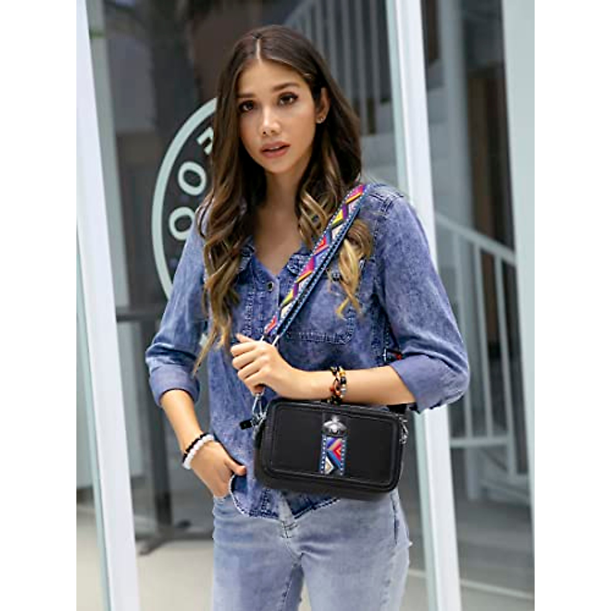 Giorgio Ferretti Genuine Leather Crossbody Bag with Removable Belt Genuine Leather Shoulder Bag for Women