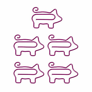 ISKYBOB 40 Pieces Mini Cute Pig Shaped Paper Clips Bookmark Funny Office Supplies,Pink