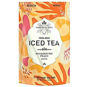 Harney & Sons Iced Tea Bag of Large Teabags, Peach, 15 Count