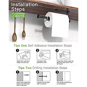 Adjustable Self-Adhesive Paper Towel Holder Under Cabinet, Under Counter Paper Towel Holder Wall Mount for Kitchen Bathroom Organization Storage, Adhesive and Screws, Extendable 7.5" to 14"