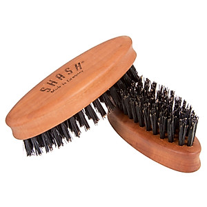 Made in Germany - SHASH Smooth 100% Boar Bristle Beard Brush, Naturally Conditions and Softens Hair - Portable, Eases Itch and Irritation, Supports Healthy Growth, Eco-Sourced