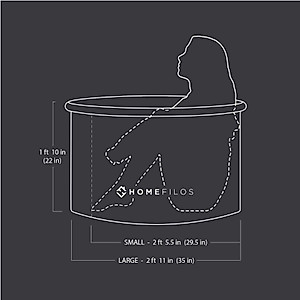 Portable Bathtub (Small) by Homefilos, Ice Bath and Cold Plunge for Athletes, Inflatable Adult Size Japanese Soaking Hot Tub for Shower Stall