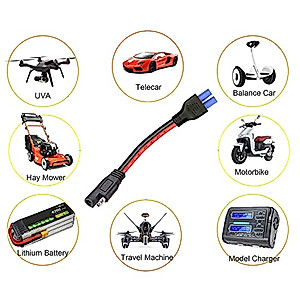 ZHOFONET 10AWG SAE to EC5 Female Plug,2pack EC5 Female Connector to SAE Power Automotive Adapter,Suitable for Solar Battery Car Battery,30cm