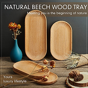 Serving Tray 4 Pieces Oval Dessert Cup Tray Rustic Small Wooden Tray Shallow Serving Plates Veggie Tray Serving Platter Set Cheese Plate Tableware Decorative Tray, 3.9 x 9.1 Inch, 3.9 x 7.1 Inch