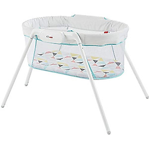 Fisher-Price Stow 'n Go Bassinet Windmill, portable baby cradle with soothing features for infants and newborns