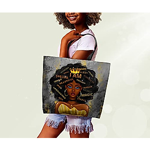 LMSM Afro Women Tote Bags For Women African American Woman Shoulder Handbags Bag Black Girl Top Handle Satchel Handbags For Work Travel Gift