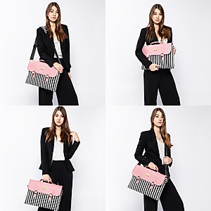 LOVEVOOK Computer Bag for Women Laptop Messenger Bag for Work College, Slim-Pink, 15.6-Inch