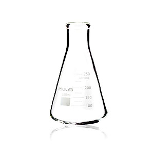 ULAB Scientific Narrow-Mouth Glass Erlenmeyer Flask Set, 8.5oz 250ml, 3.3 Borosilicate with Printed Graduation, Pack of 4, UEF1024