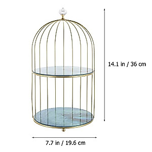 Minkissy Makeup Organizer Cosmetics Iron Storage Rack Bathroom Countertop Organizer, Birdcage Shape- Cosmetic Rack Double Layer