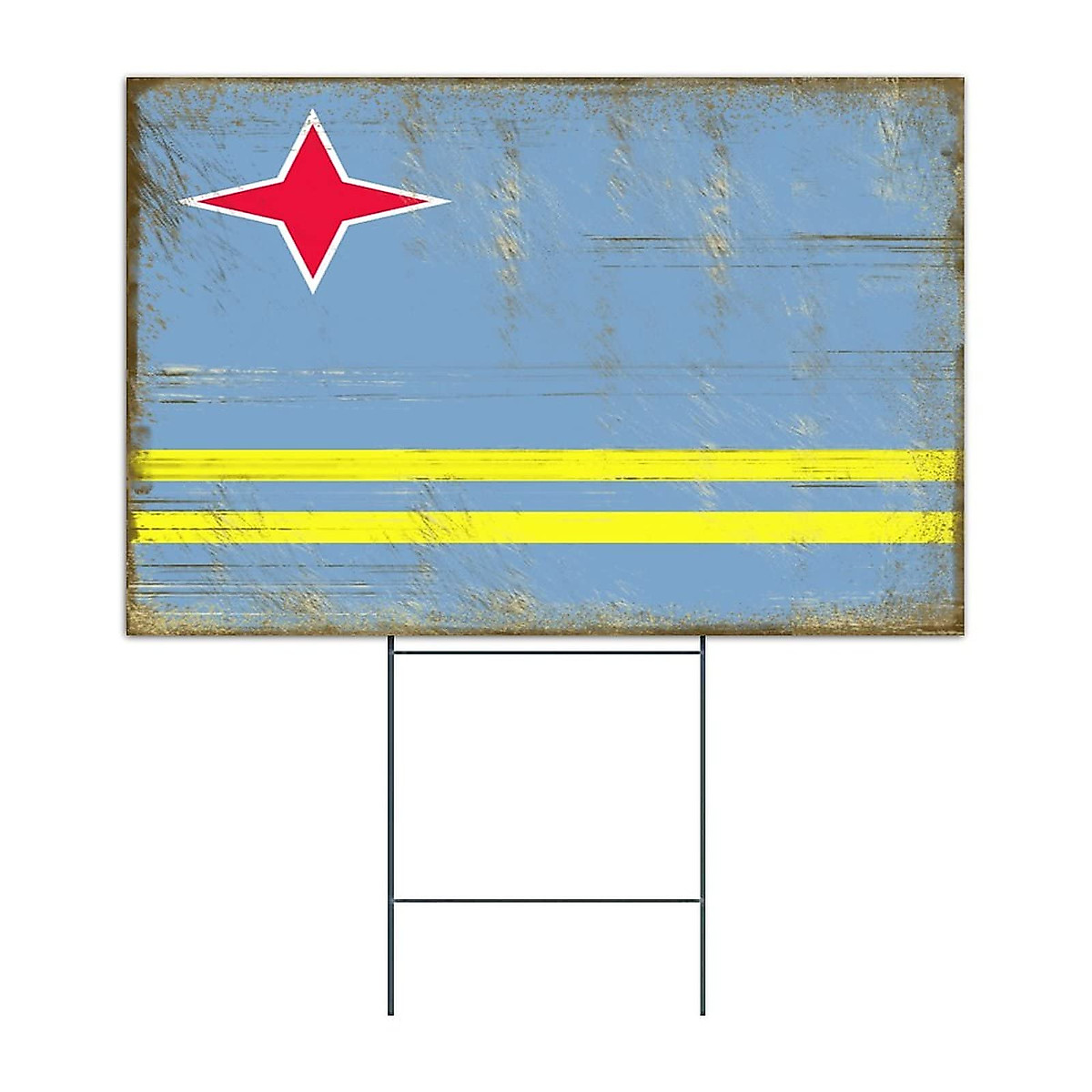Autravelco Aruba Lawn Signs with Stakes 12x18 Inch State Map Flag Customized Yard Signs with Stakes for House Rent Lawn Decoration Props