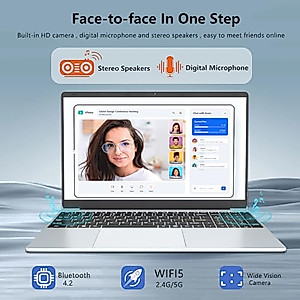 KUU Laptop Computer, 16 GB RAM 512GB SSD Gaming Laptop, Intel Celeron N5095, 15.6 Inch Laptop, Windows 11 Pro, 2.4G+5G WiFi, Webcam and Backlit Keyboard, Fingerprint Unlock