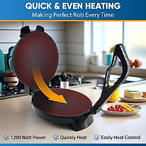 10inch Roti Maker by StarBlue with FREE Roti Warmer and Removable Handle - The automatic Stainless Steel Non-Stick Electric machine to make Indian style Chapati, Tortilla, Roti AC 110V 50/60Hz 1200W