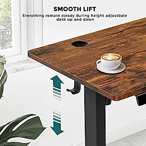 Standing Desk, 40 x 24 in Electric Height Adjustable Computer Desk Home Office Desks Sit Stand up Desk Computer Table with Memory Controller/Headphone Hook, Rustic Brown